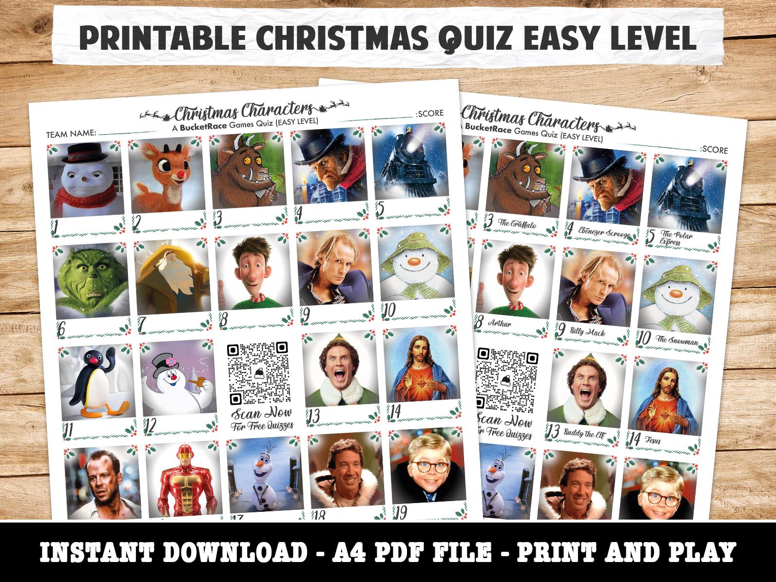Printable Christmas Character Picture Quiz Easy Level - Etsy