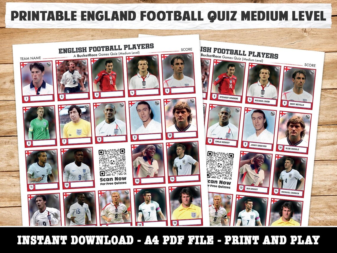 Printable England Players Football Picture Quiz Medium Level - Etsy