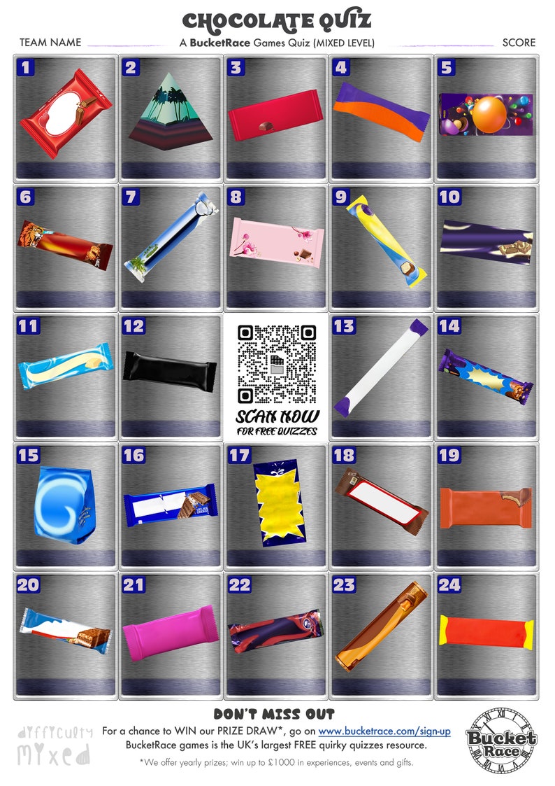 Printable Chocolate Picture Quiz Mixed Level - Etsy