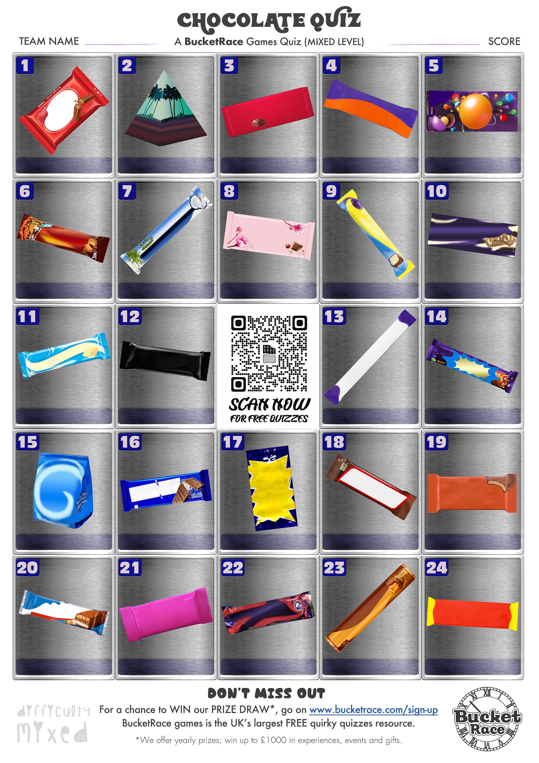 Printable Chocolate Picture Quiz Mixed Level - Etsy UK