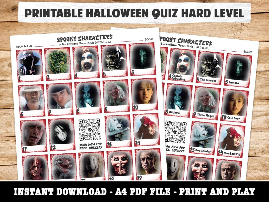Printable Halloween Spooky Character Picture Quiz Hard Level - Etsy UK