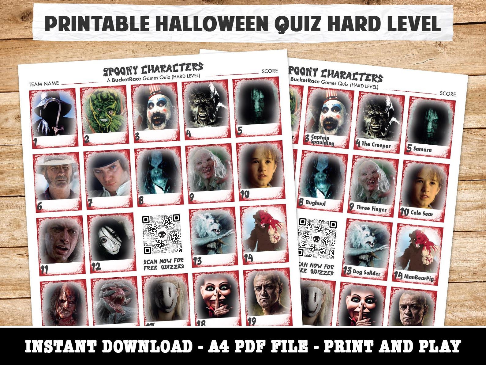 Printable Halloween Spooky Character Picture Quiz Hard Level - Etsy