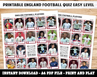 Printable England Players Football Picture Quiz Medium Level - Etsy