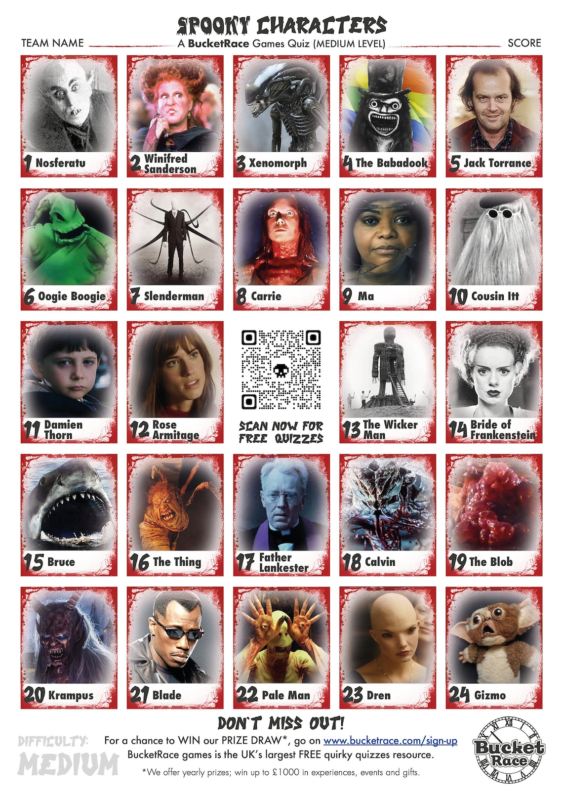 Printable Halloween Spooky Character Picture Quiz Medium Level - Etsy