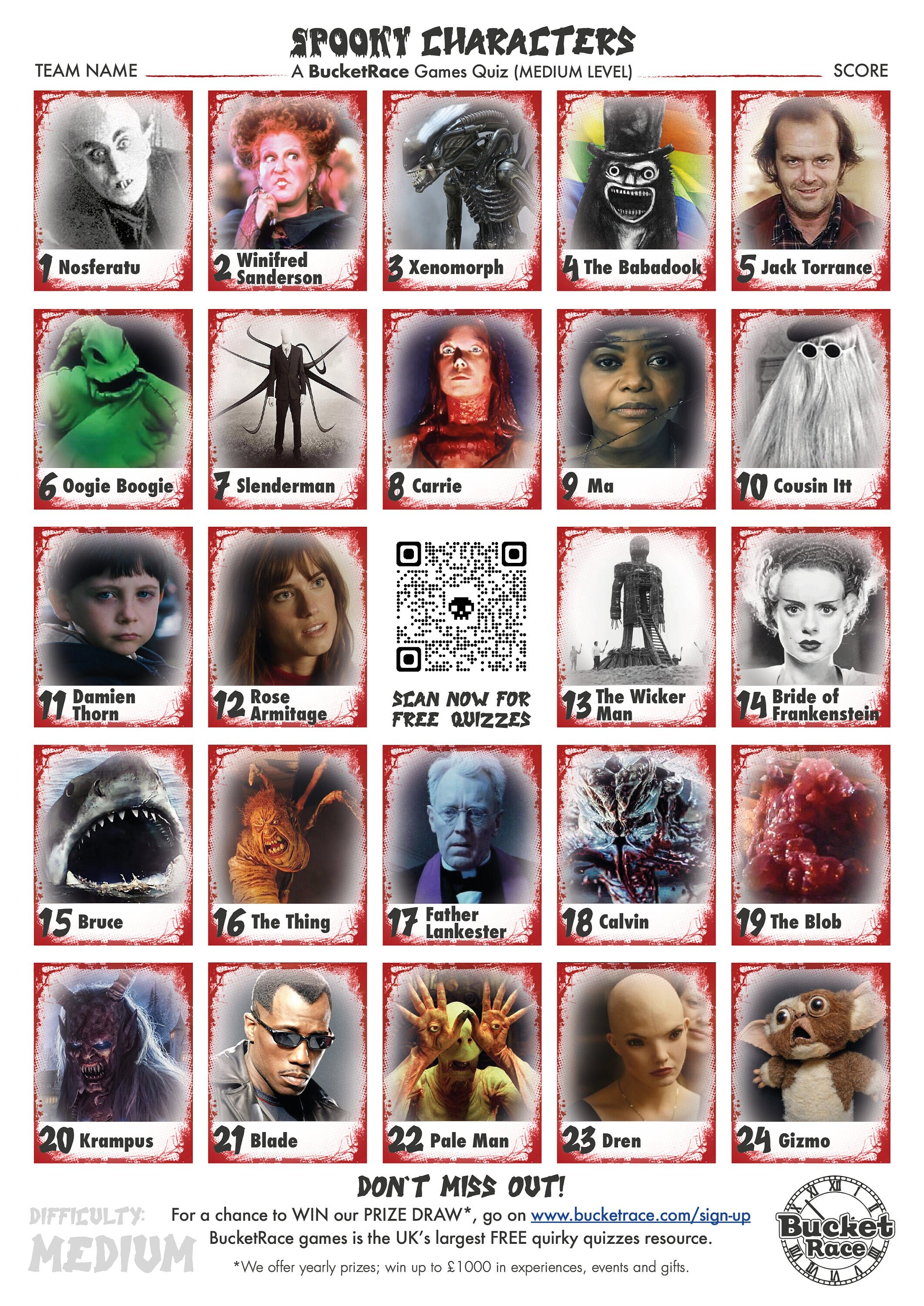 Printable Halloween Spooky Character Picture Quiz Medium Level - Etsy