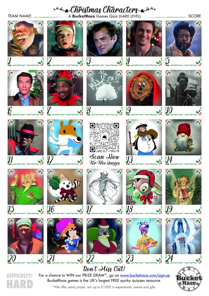 Printable Christmas Character Picture Quiz Pack - Etsy