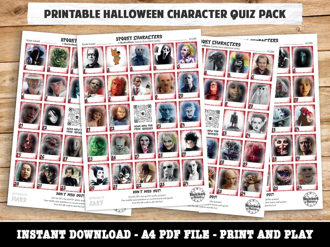 Printable Halloween Spooky Character Picture Quiz Pack - Etsy