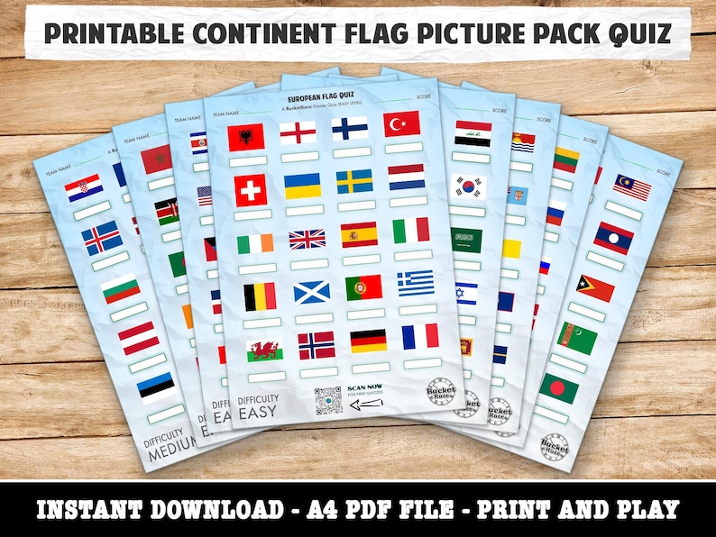 The Ultimate Printable Continental World Flag Quiz Pack (16 Quizzes) - Etsy