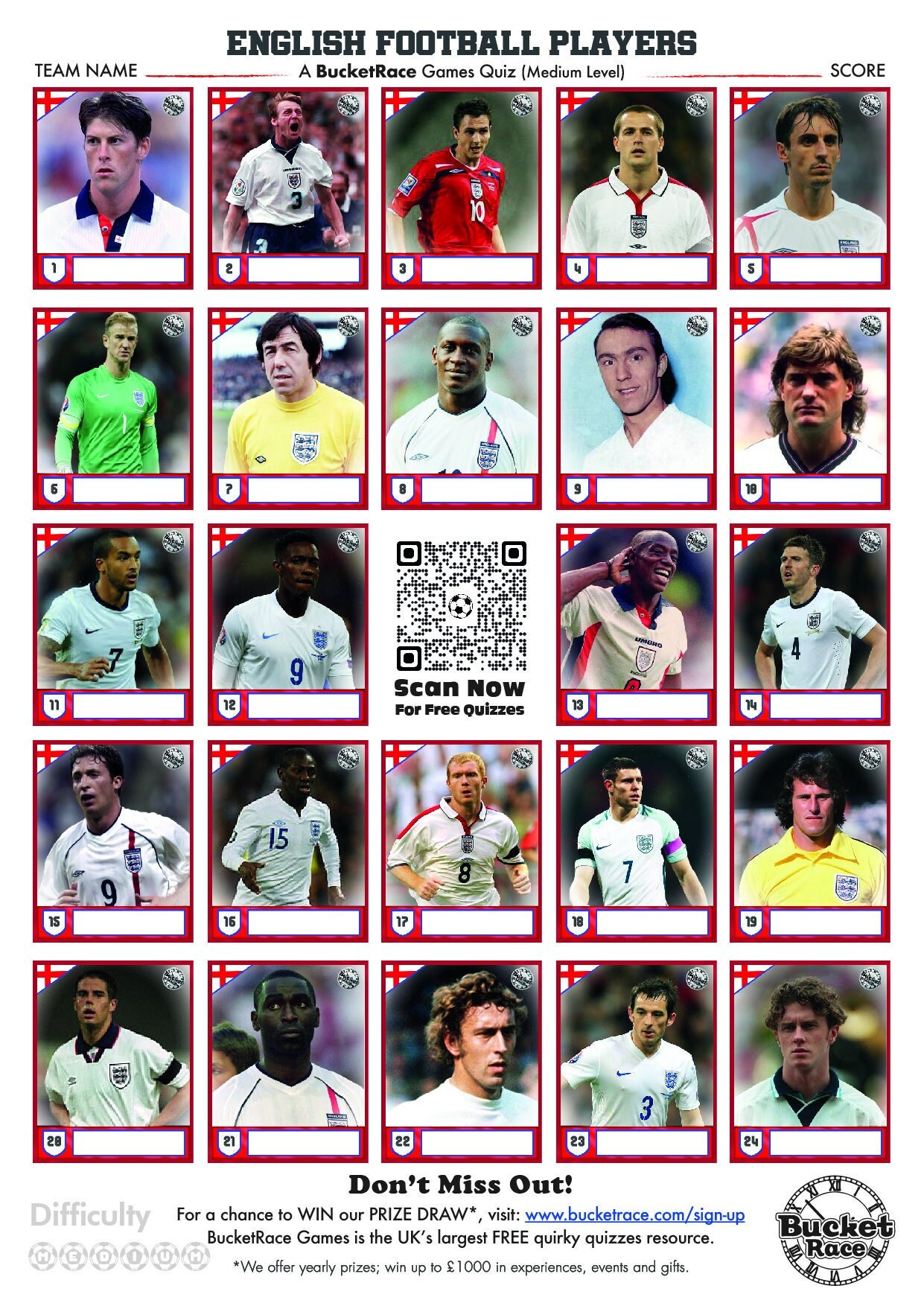 Printable England Players Football Picture Quiz Medium Level - Etsy