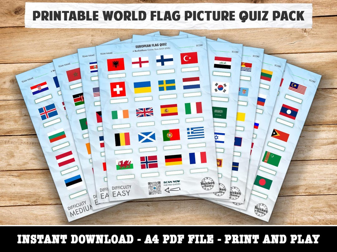 The Ultimate Printable World Flag Quiz Pack (12 Quizzes) - Etsy UK