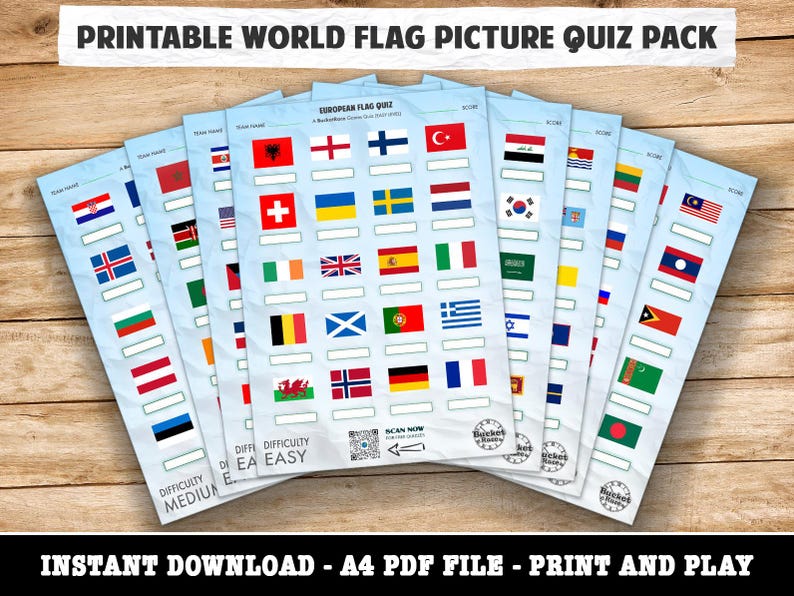 The Ultimate Printable World Flag Quiz Pack (12 Quizzes) - Etsy UK