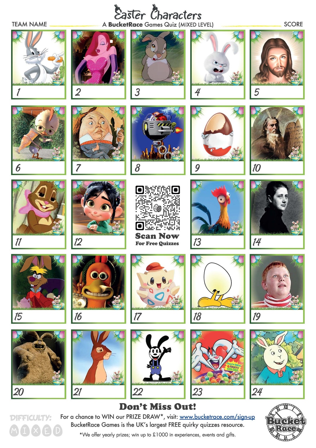Printable Easter Character Picture Quiz Mixed Level - Etsy