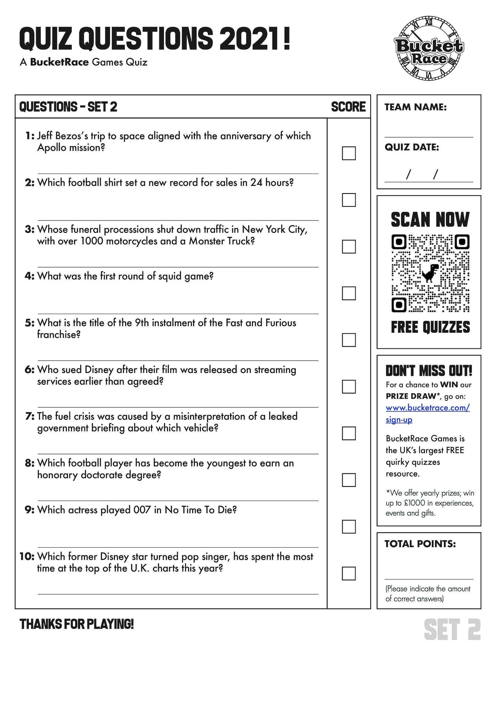 Printable Quiz Questions 2021 Set 2 - Etsy