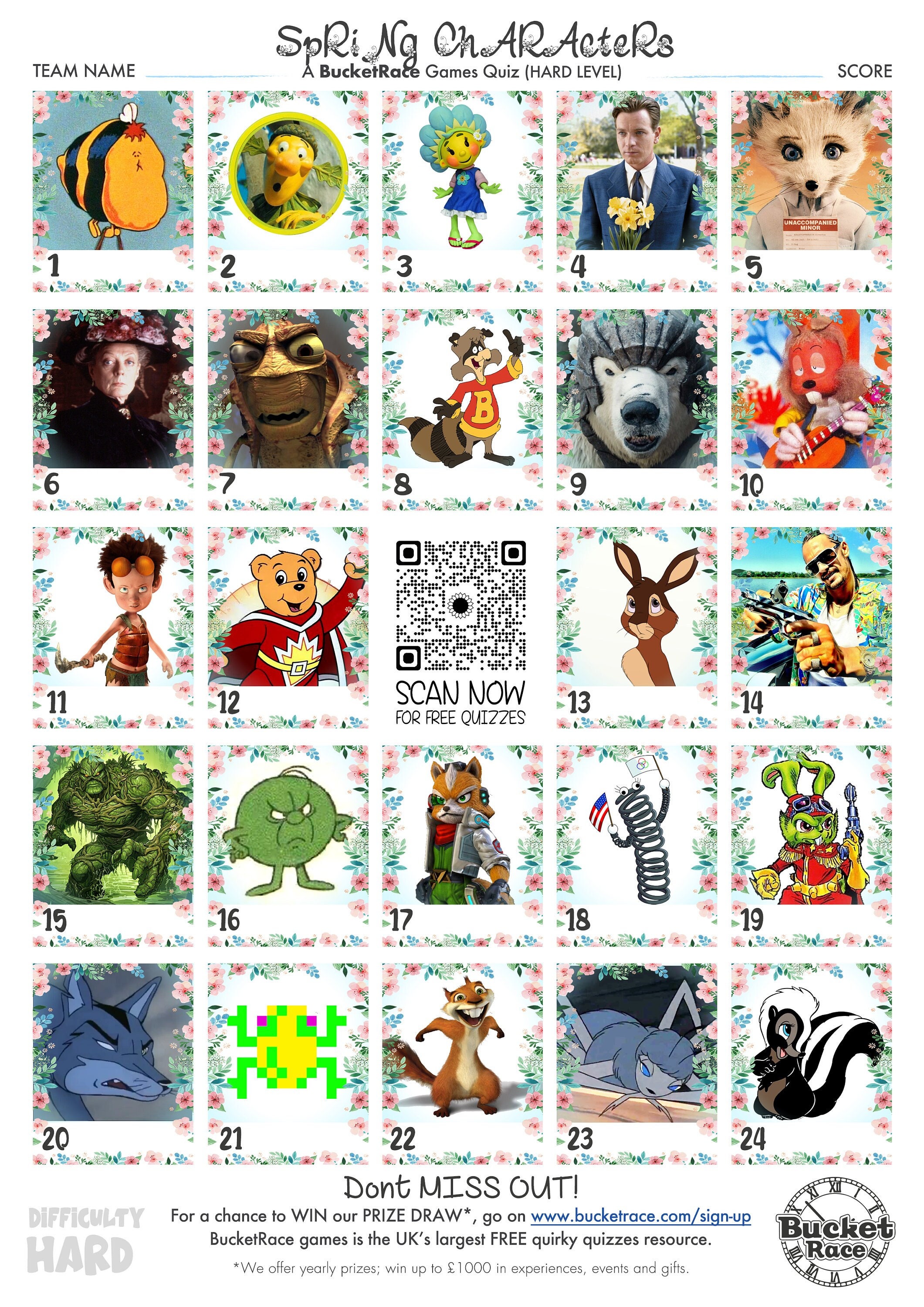 Printable Spring Character Picture Quiz Hard Level - Etsy