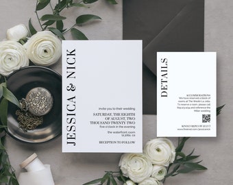 Minimalist Wedding Card QR Code Insert Editable Template - Etsy