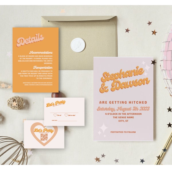 Retro Wedding Invitation - Etsy