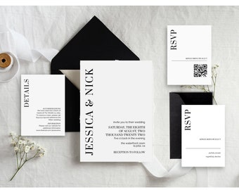 Minimalist Wedding Card QR Code Insert Editable Template - Etsy
