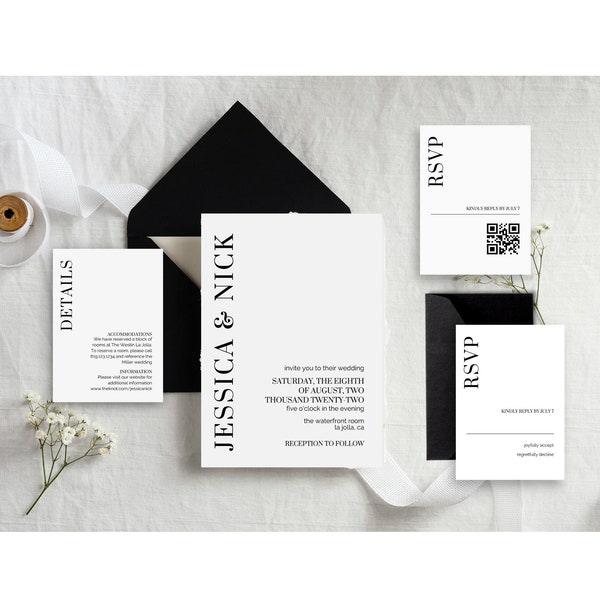 Typography Wedding Invitations - Etsy