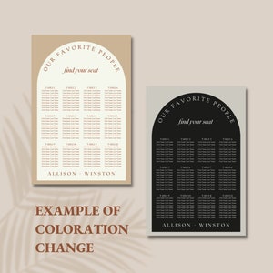 Minimalist Seating Chart, Boho Seating Chart, Fall Autumn Neutral ...