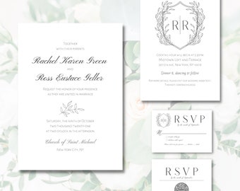 Classic Modern Wedding Invitation Suite Template Timeless | Etsy