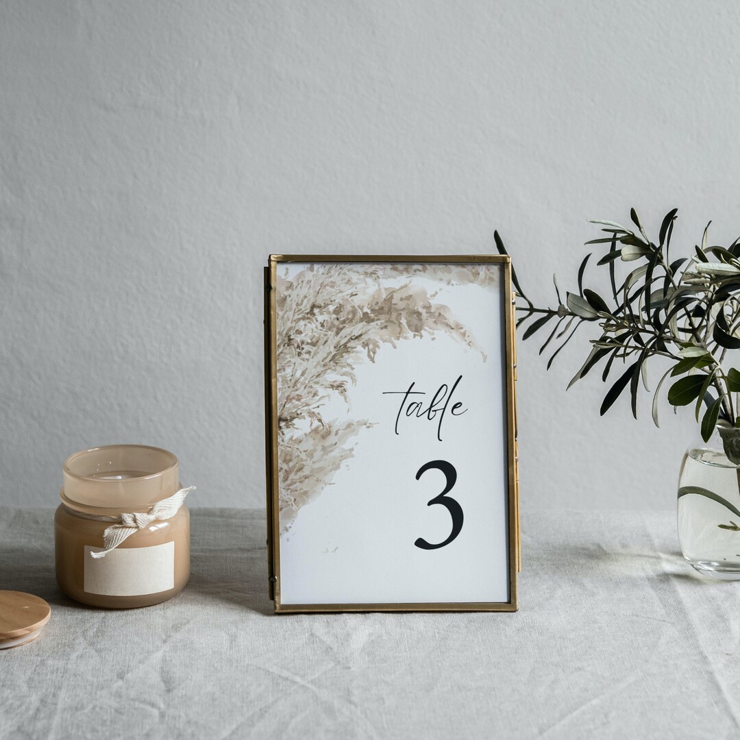 Neutral Table Number Template, Boho Table Number, Fall Autumn Table ...