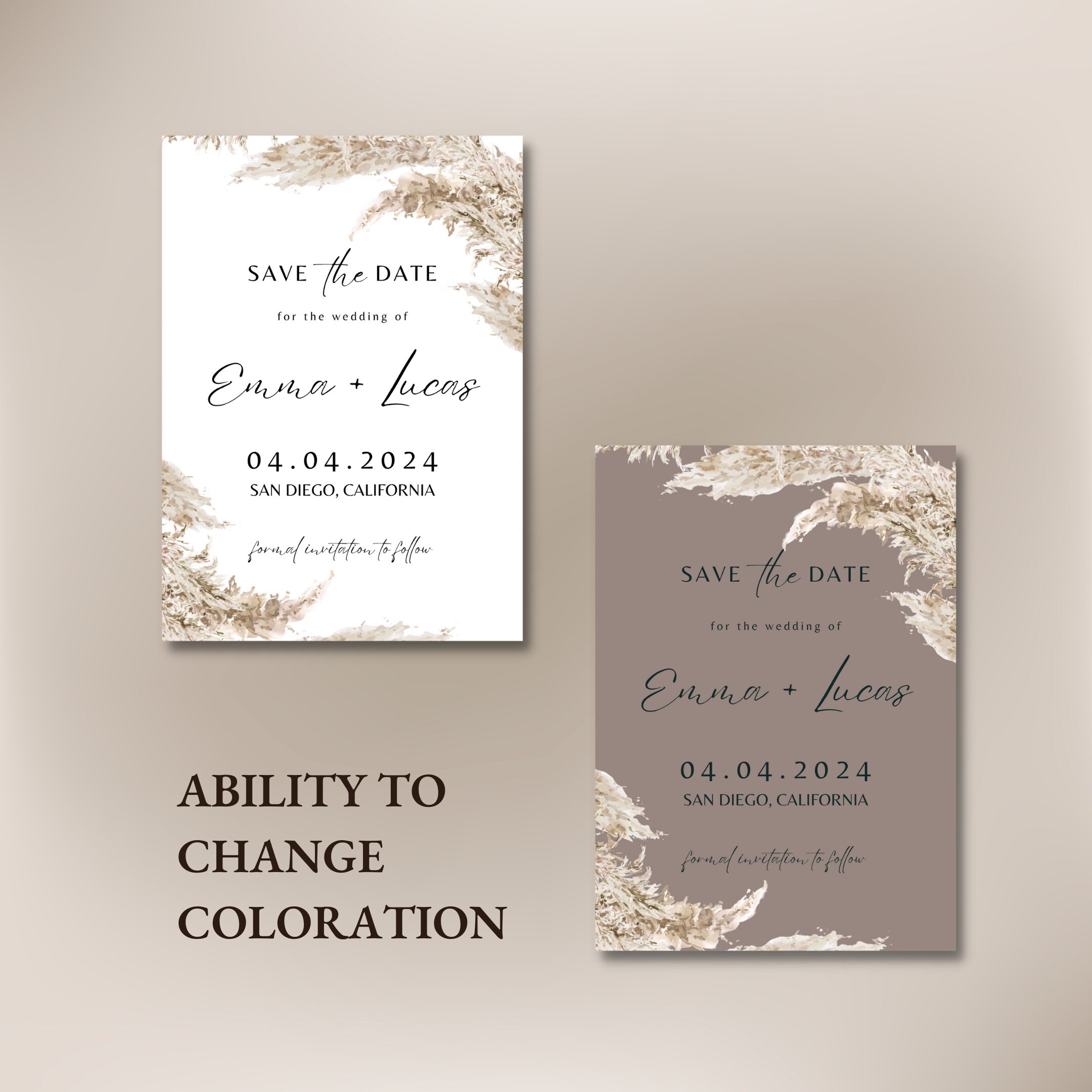 Neutral Save the Date, Minimalist Save the Date, Double-sided Save the ...