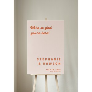 Retro Groovy Wedding Welcome Sign, Disco Neon Welcome Sign, Pink&orange ...