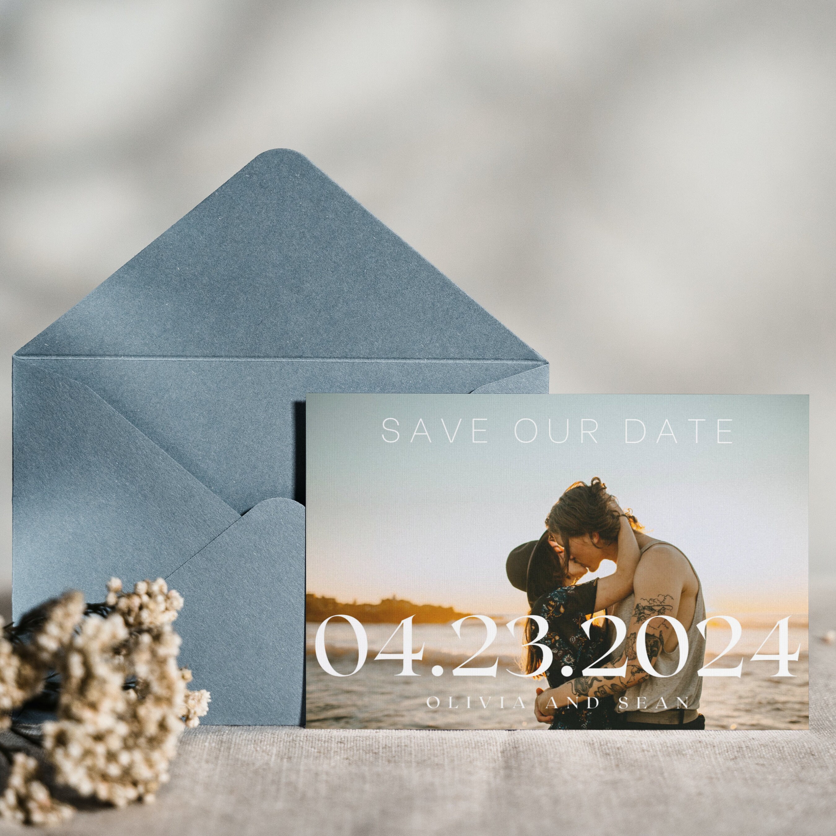 Photo Save the Date, Landscape Horizontal Save the Date, Minimalist ...