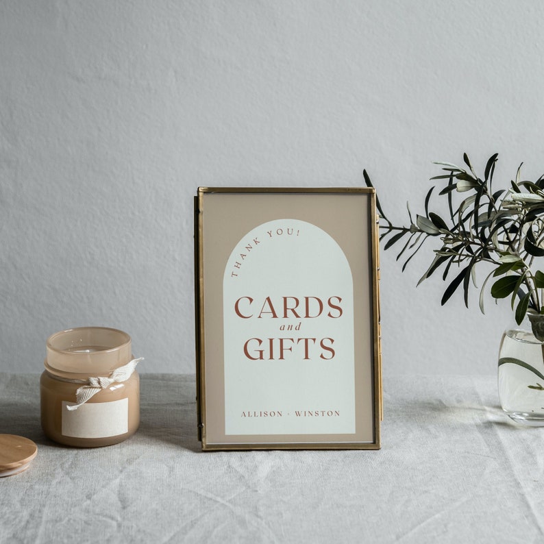 Minimalist Boho Wedding Cards and Gifts Sign Template, Fall Autumn ...