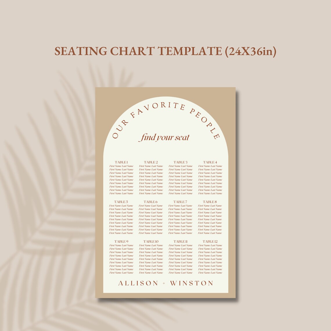 Minimalist Seating Chart, Boho Seating Chart, Fall Autumn Neutral ...