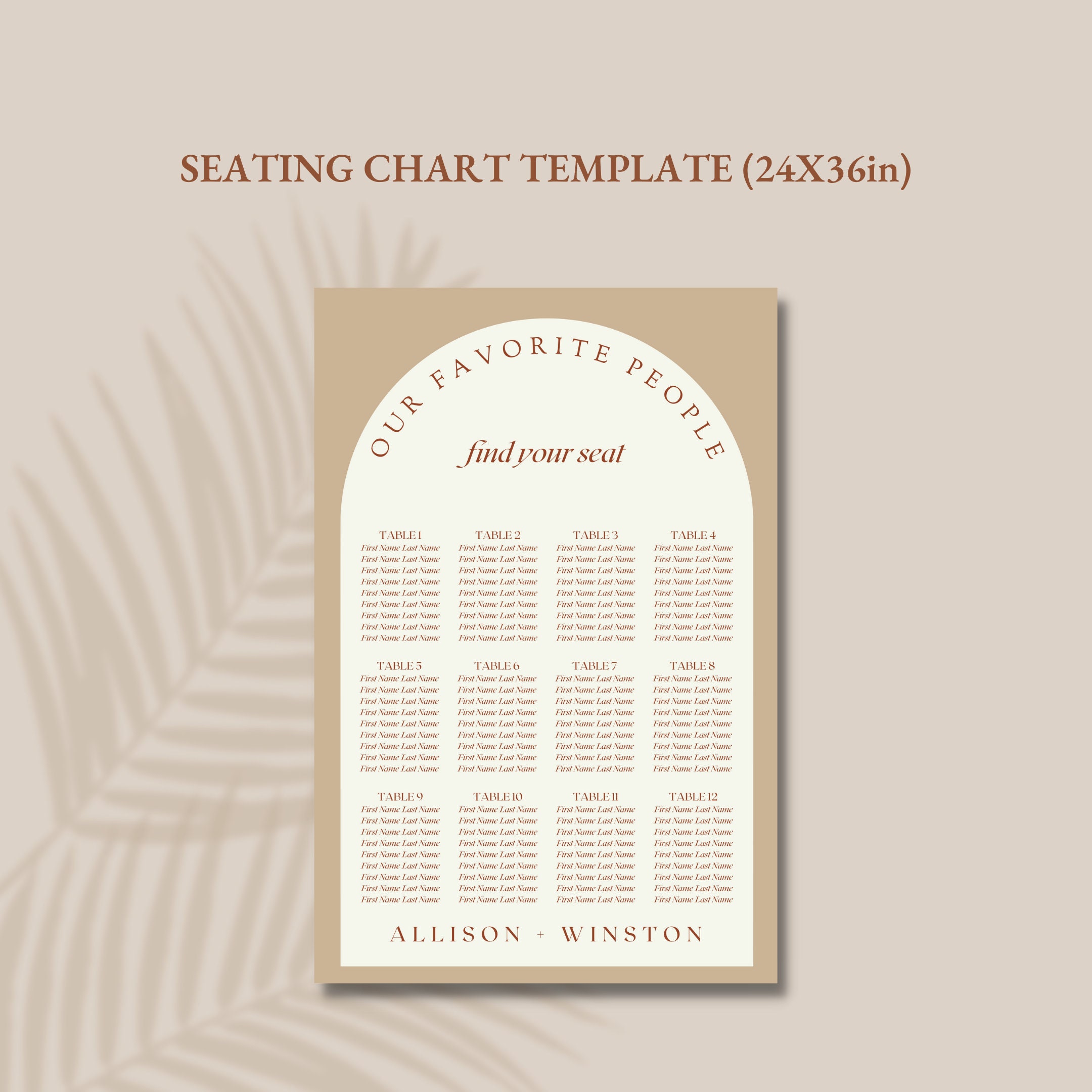 Minimalist Seating Chart, Boho Seating Chart, Fall Autumn Neutral ...