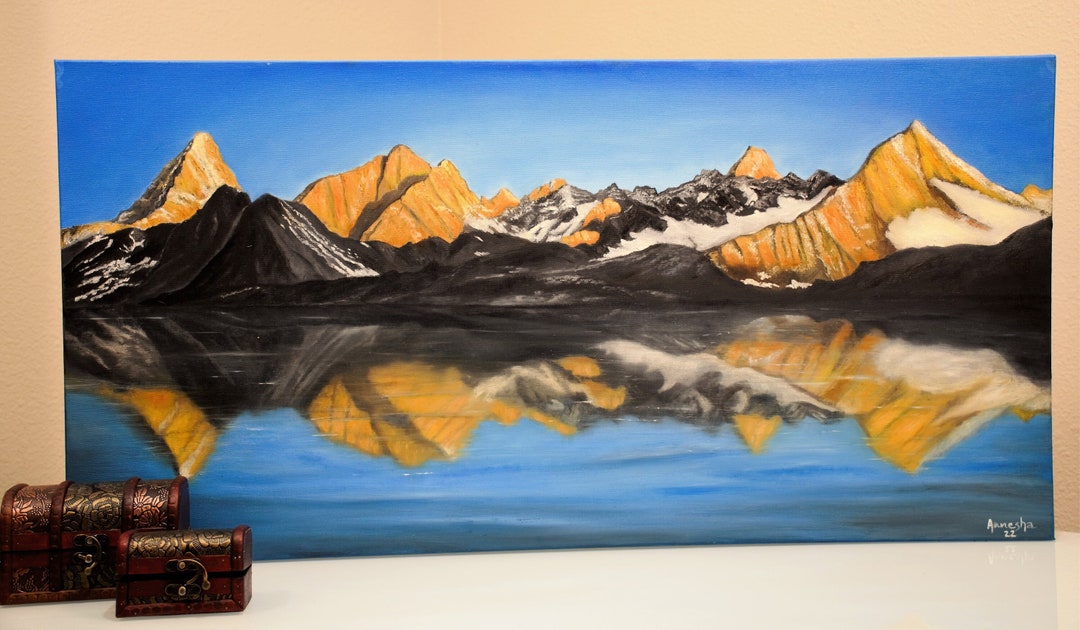 Original Oil Painting of the Swiss Alps, Switzerland Art, Large Canvas ...