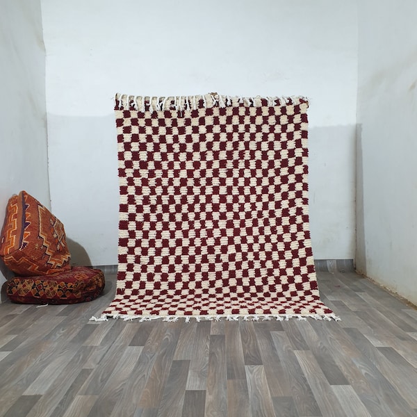 Red and White Checkered Rug - Etsy