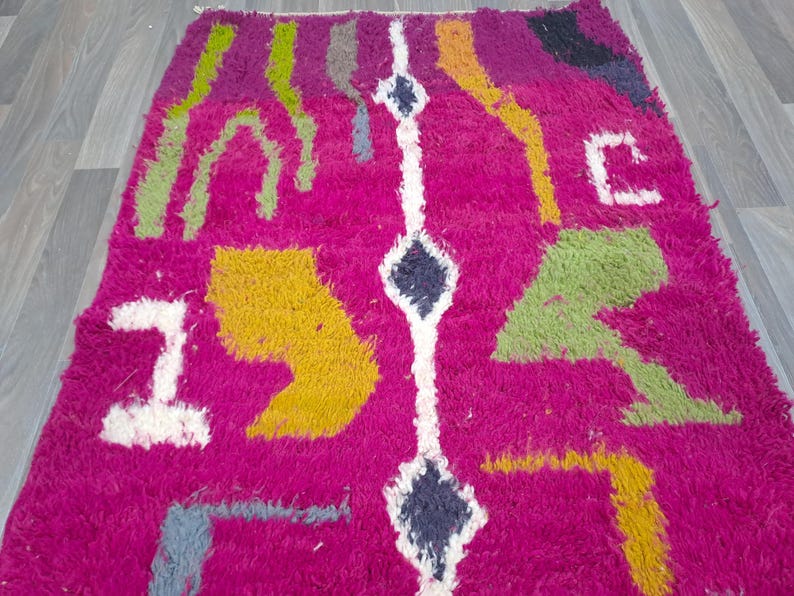 Handmade Pink and Pastel Moroccan Rug - Authentic Berber Boujad Rug ...