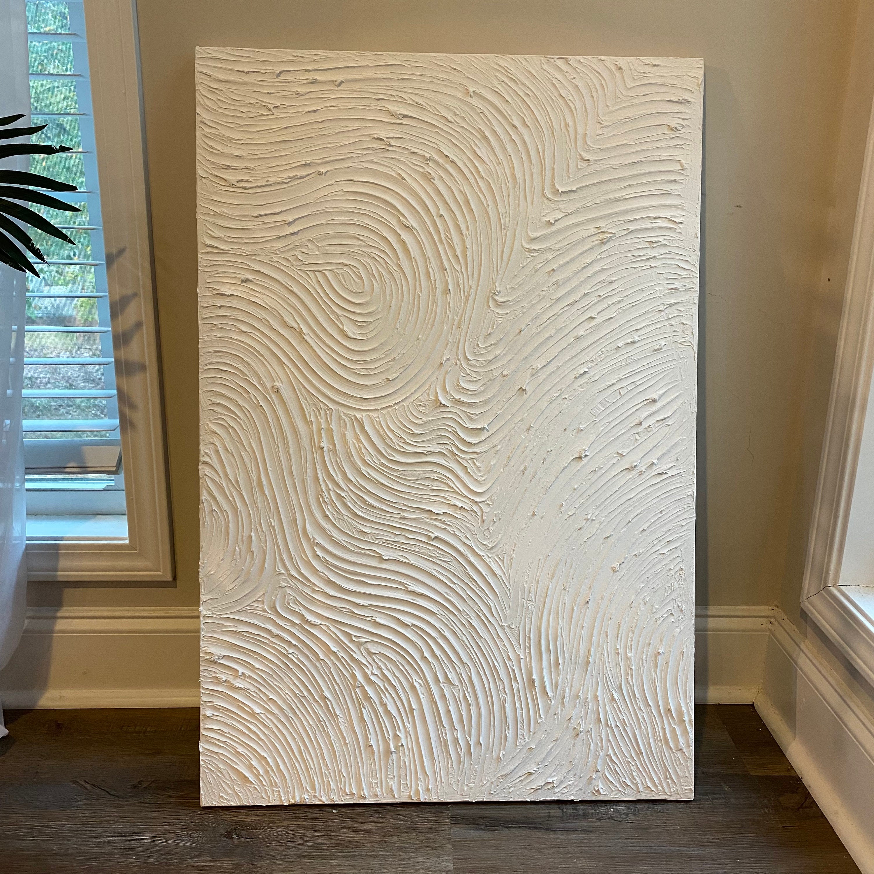 Large Minimalistic Living Room Art Set, White Textured Painting, Original White Wall Art, Wall ...