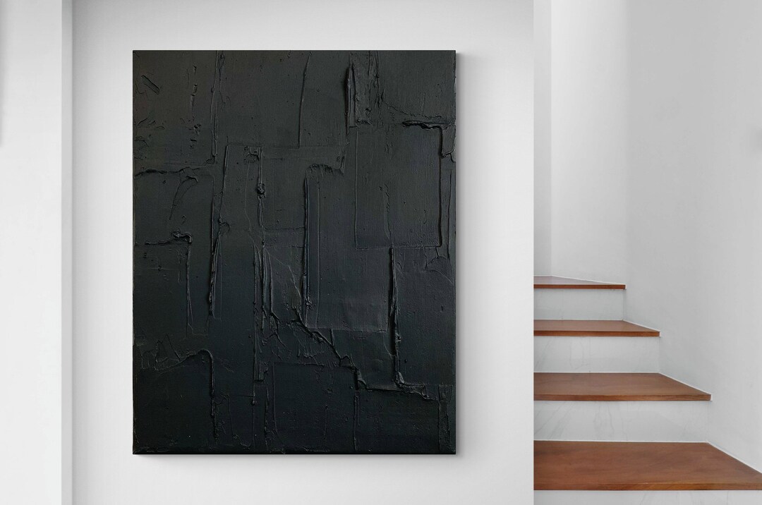 Black Canvas Abstract Art - Black Canvas Abstract Art - Matte Black ...