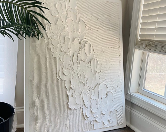 30x40 Large Textured Wall Art, Beige and White Textured Painting, Arches Plaster Art ...
