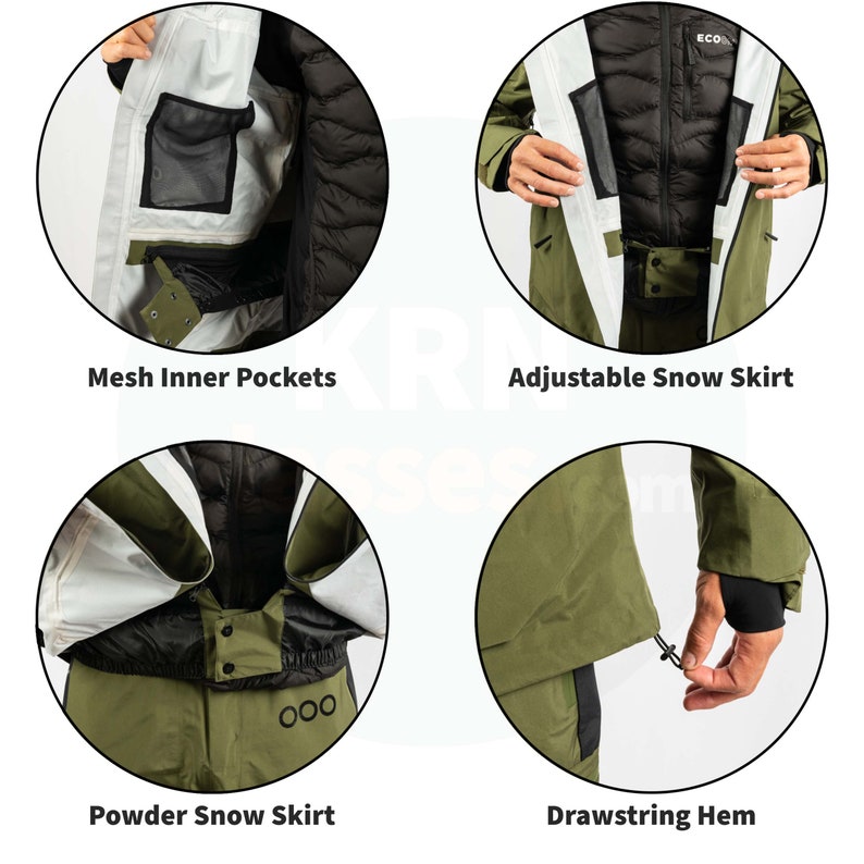 ECOON ECOEXPLORER Ski Jacket Men Khaki 100% Recycled Fabric - Etsy