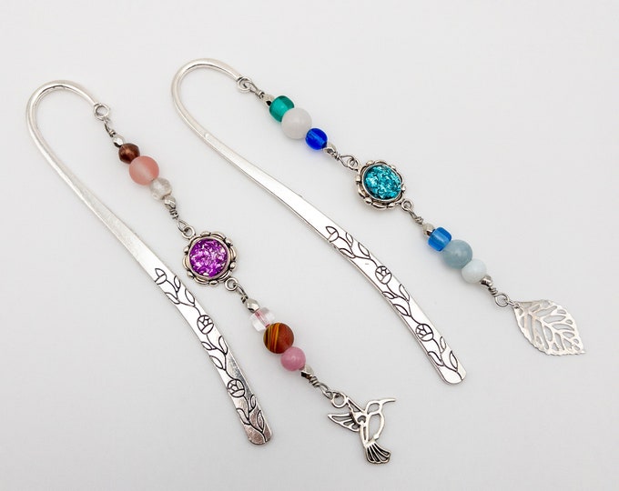 Beaded Metal Hook Bookmark With Charm. Gift for Her - Etsy
