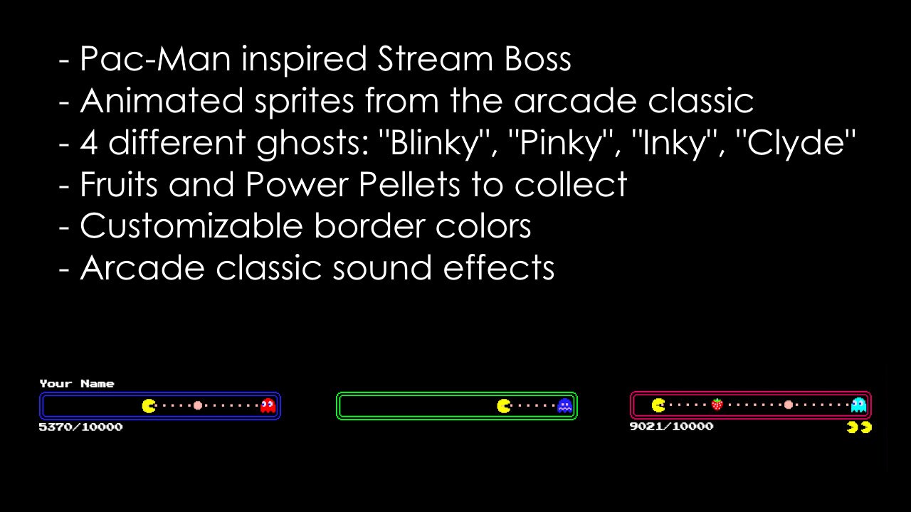 Pac-man Stream Boss Overlay for Twitch / Youtube / Kick - Etsy