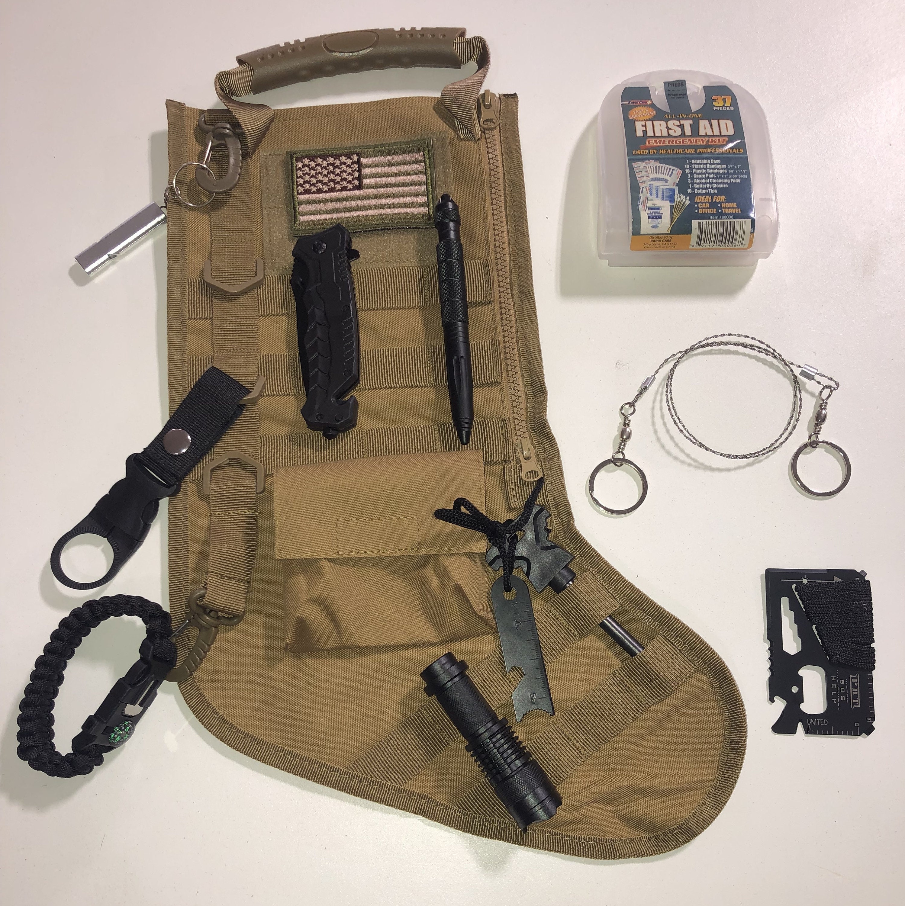 Filled Tactical Stocking: Survival Kit, First Aid, Paracord Bracelet - Etsy
