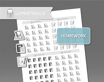 Homework, Work, Reading, Printable Planner Stickers - Etsy