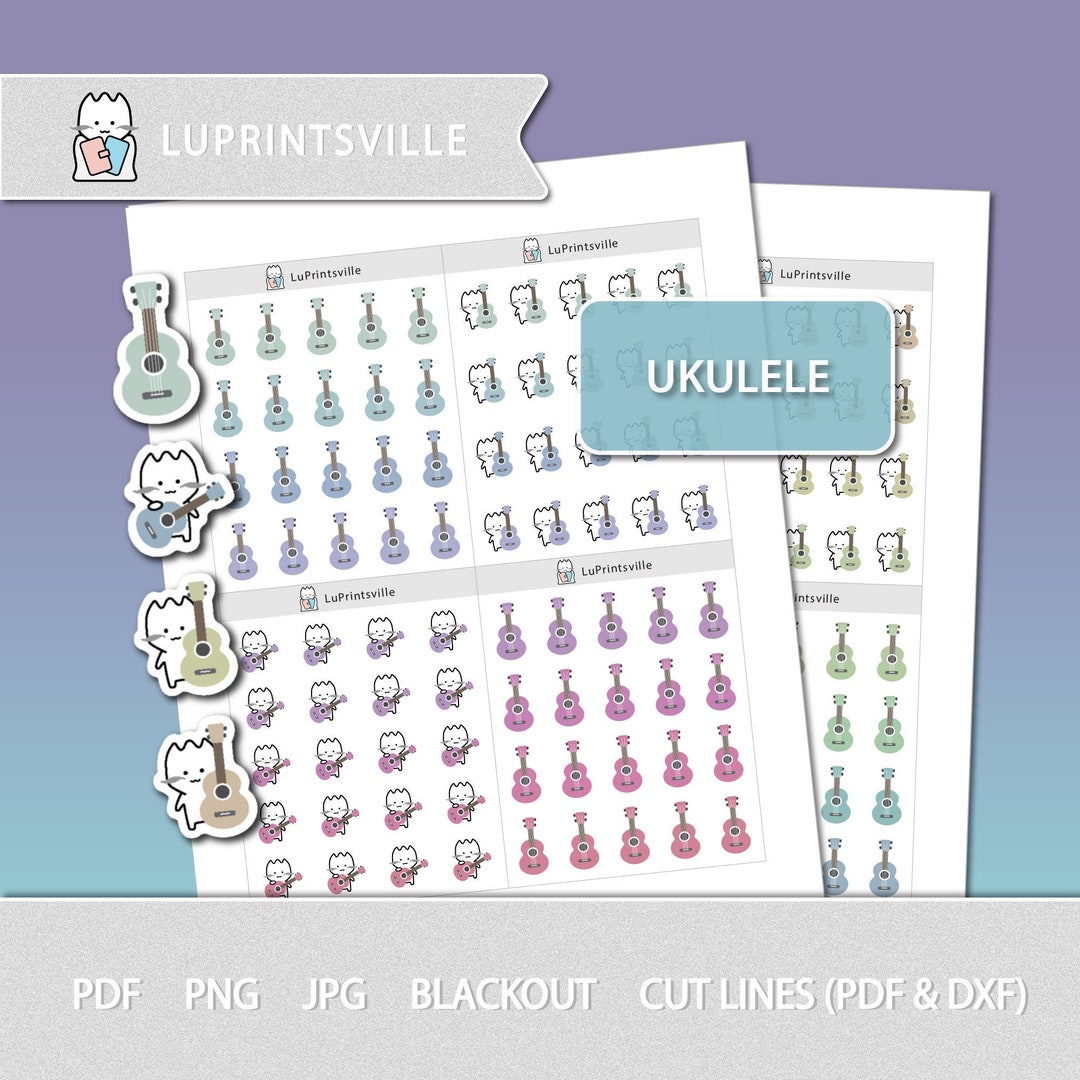 Ukulele Printable Planner Stickers | Ukulele Planner Stickers | Bullet ...