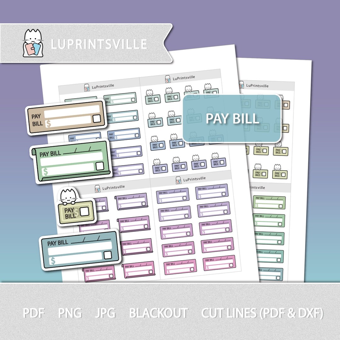 Bill Due Printable Planner Stickers | Pay Bill Planner Stickers ...