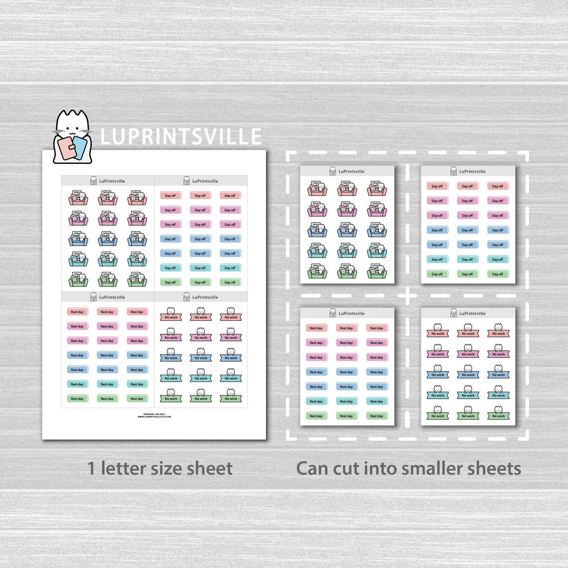 Day off Printable Planner Stickers | No Work Planner Stickers | Bullet ...