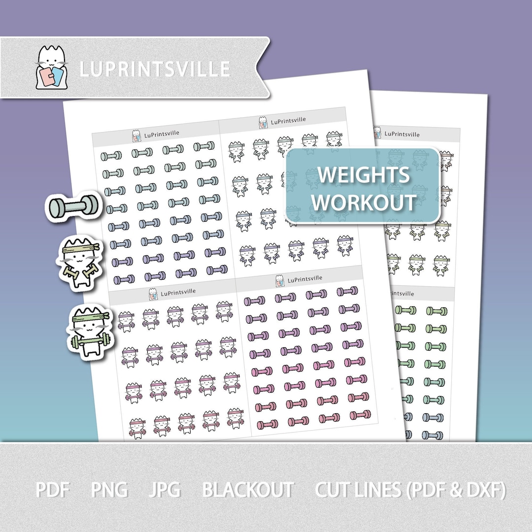 Weights Workout Printable Planner Stickers Exercise Planner Stickers ...