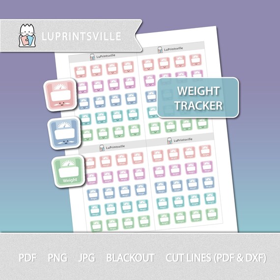 Weight Tracker Printable Planner Stickers Scale Planner | Etsy