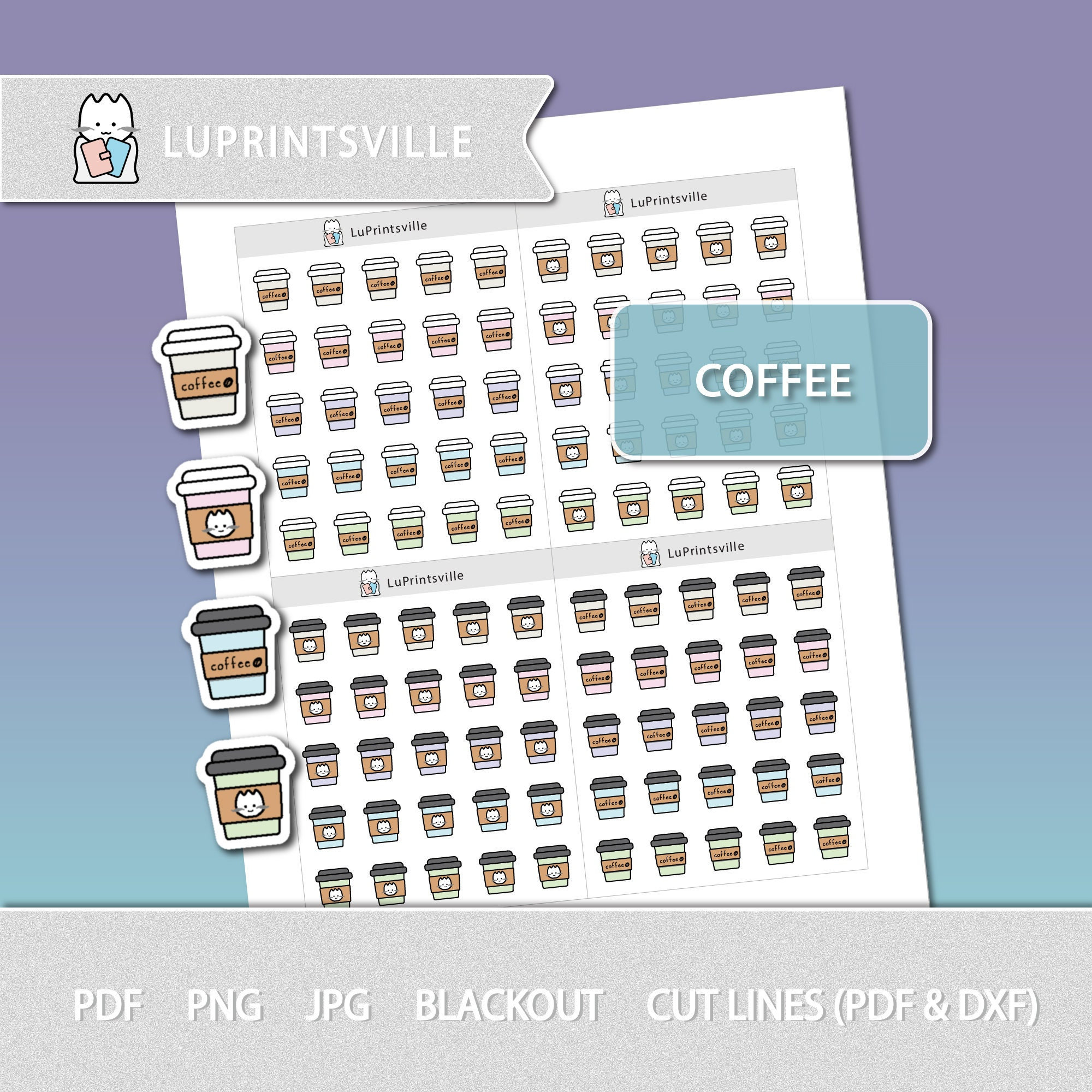 Coffee Printable Planner Stickers | Coffee Planner Stickers | Bullet ...