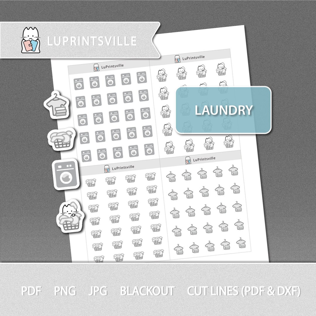 Laundry Printable Planner Stickers | Laundry Planner Stickers | Bullet ...