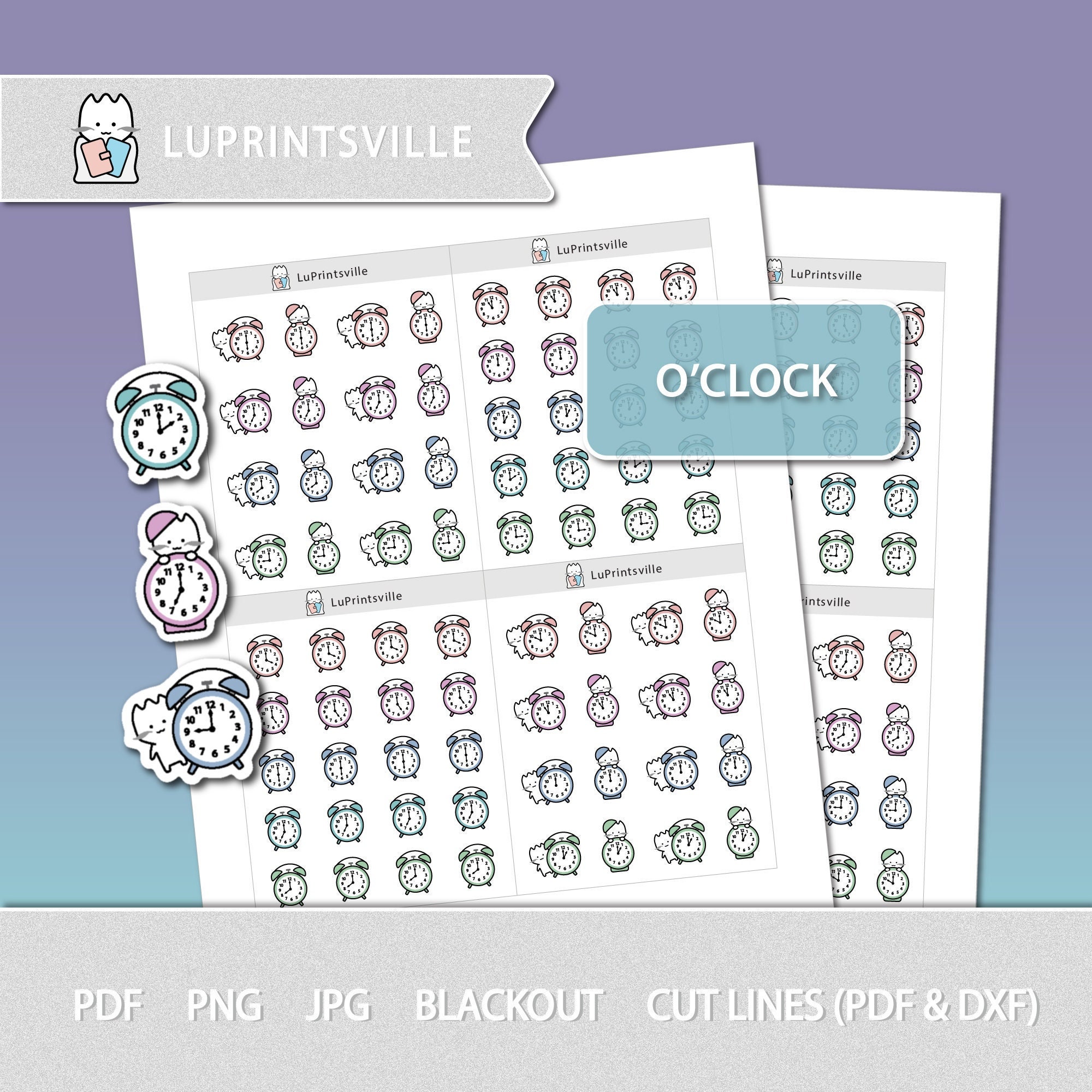 Hour Printable Planner Stickers, Clock Planner Stickers, Bullet Journal ...